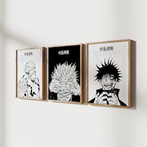 Jujutsu Kaisen Poster 3 Set Framed Wall Art / Canvas / Art Print, Manga ...