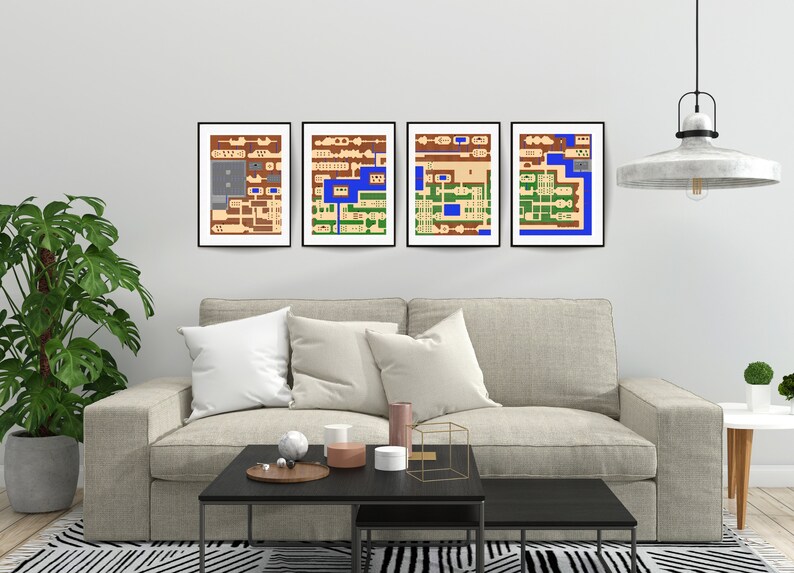 Zelda Map Poster Print 4 Piece Wall Art Legend of Zelda - Etsy