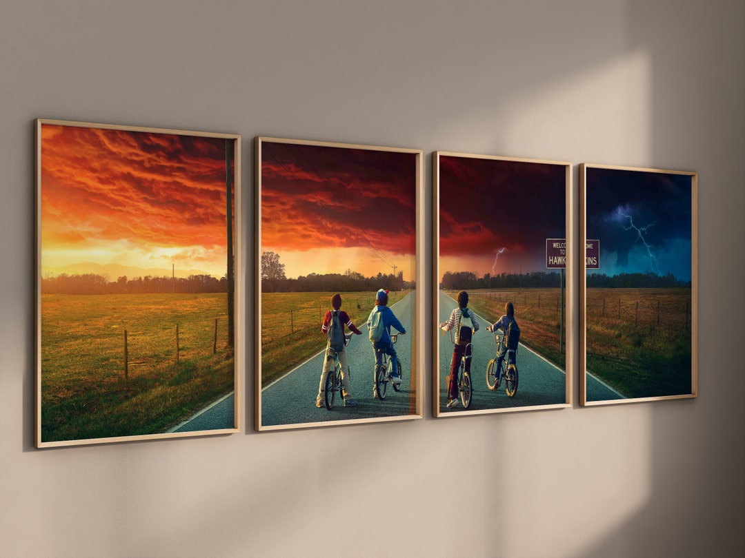Stranger Things Poster Framed Set of 4 Wall Art Welcome to - Etsy
