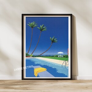 Hiroshi Nagai Vintage Set of 3 Framed Wall Art, Japanese Retro Poster, Pool Side, Wall Art ...