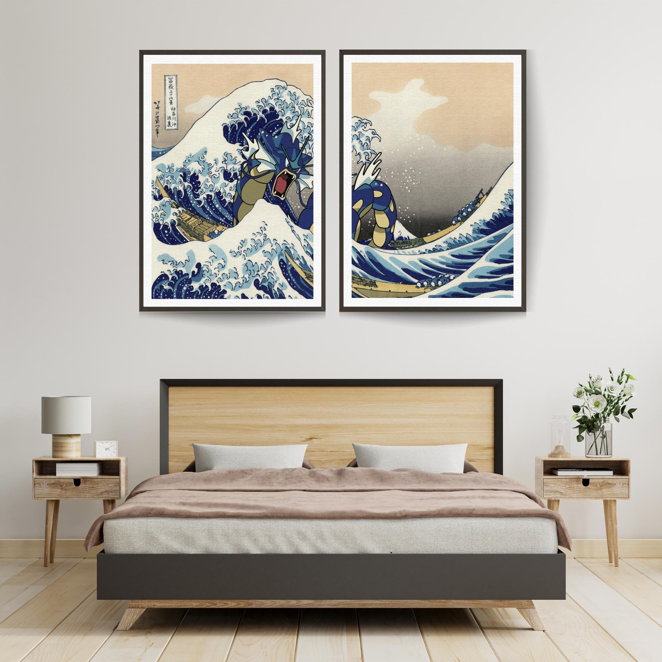 Pokemon Poster Framed Set of 2 Wall Art Print Gyarados the - Etsy