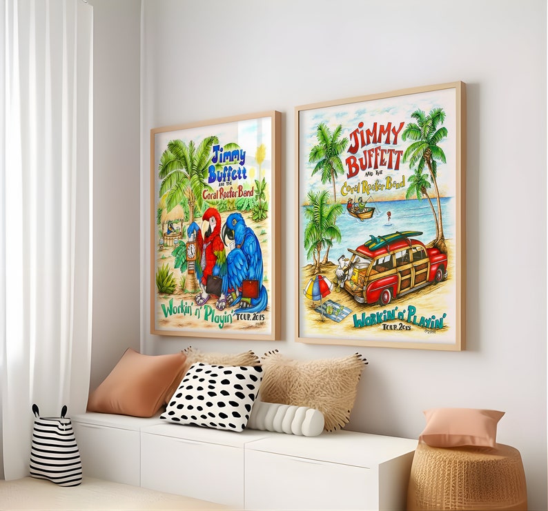 Jimmy Buffett Set of 2 Canvas / Art Prints / Framed Wall Art, Workin N ...