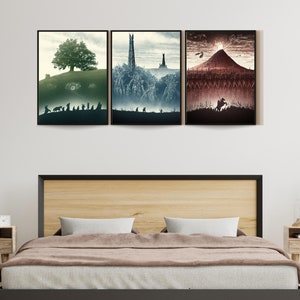 Lord of the Rings Poster 3 Set Framed Art / Canvas / Art Prints Trilogy ...