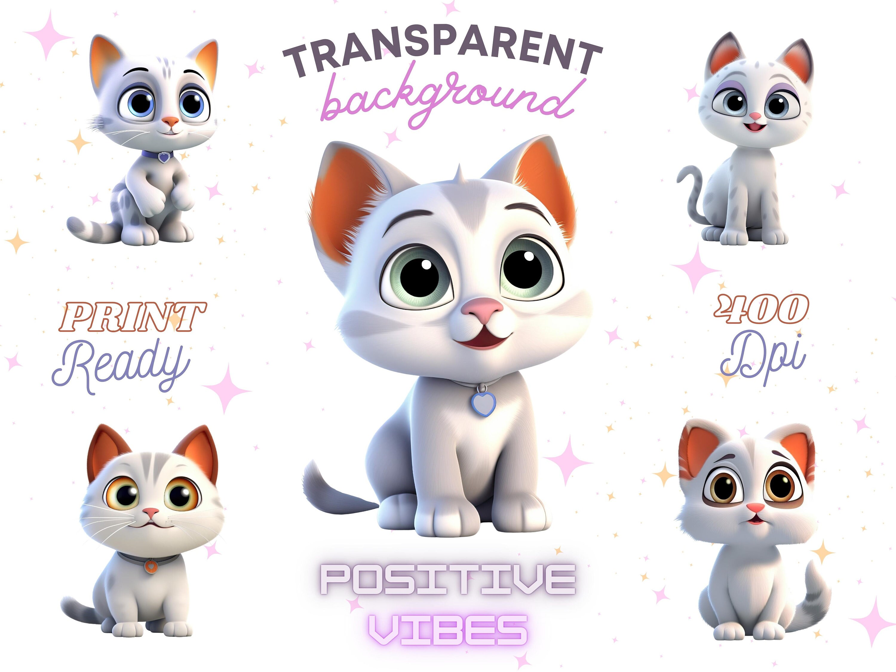 Cat Clipart Png, Cat Clipart Bundle, Cat Clip Art, Cute Cats Clipart ...