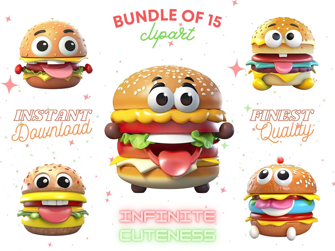 Hamburgers Clipart Bundle, Hamburgers PNG, Hamburgers Sign Print ...
