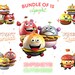 Hamburgers Clipart Bundle, 3d Hamburgers PNG Files, Burgers Sticker PNG ...