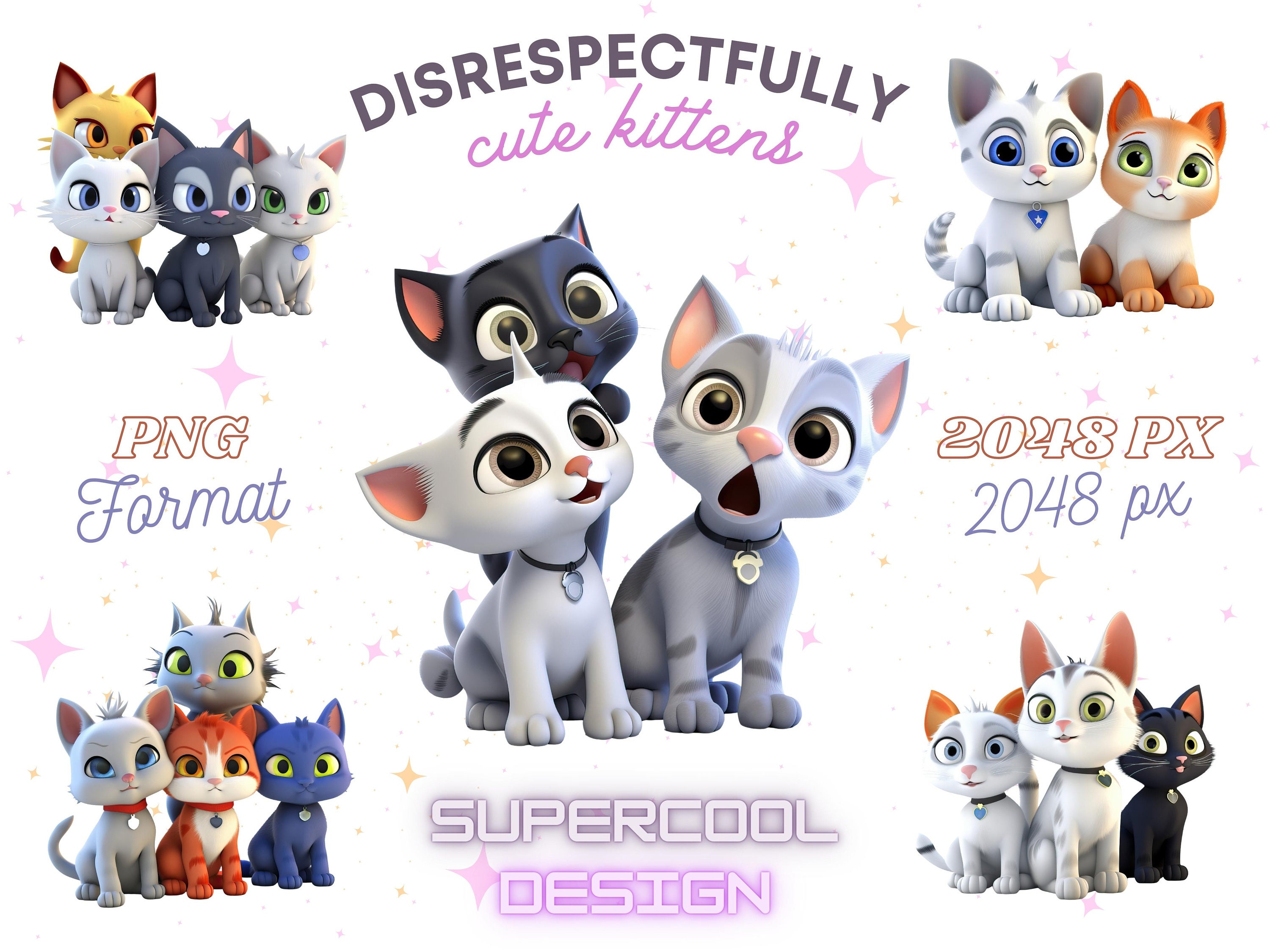 Clipart Kittens Bundle, Clipart Cats, Clipart Png Cat, Cute Cats Png ...