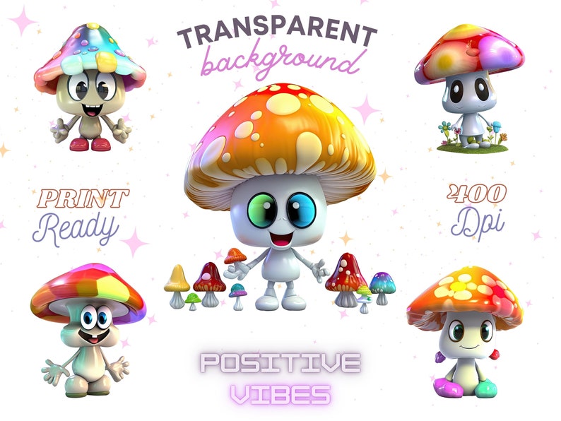 Mushrooms Illustration, Clipart Mushrooms, Mushrooms Clipart Bundle ...