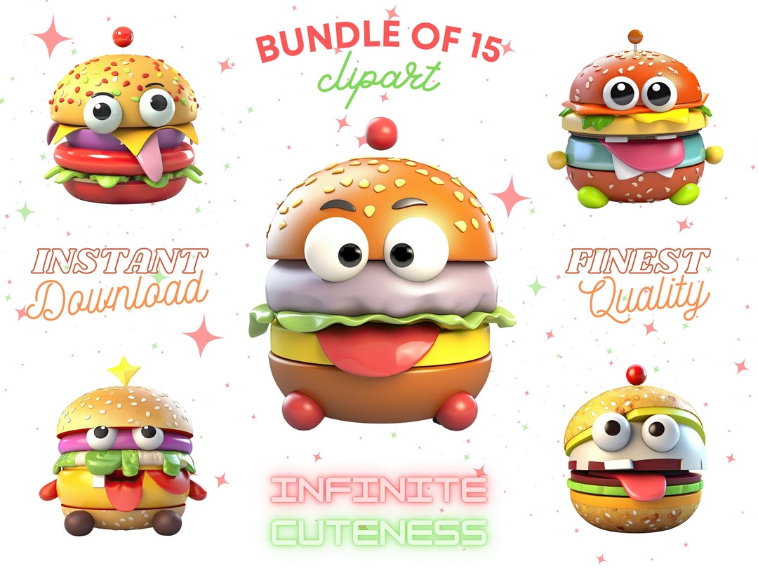 Hamburgers Clipart Bundle, Hamburgers PNG, Hamburgers Sign Print ...
