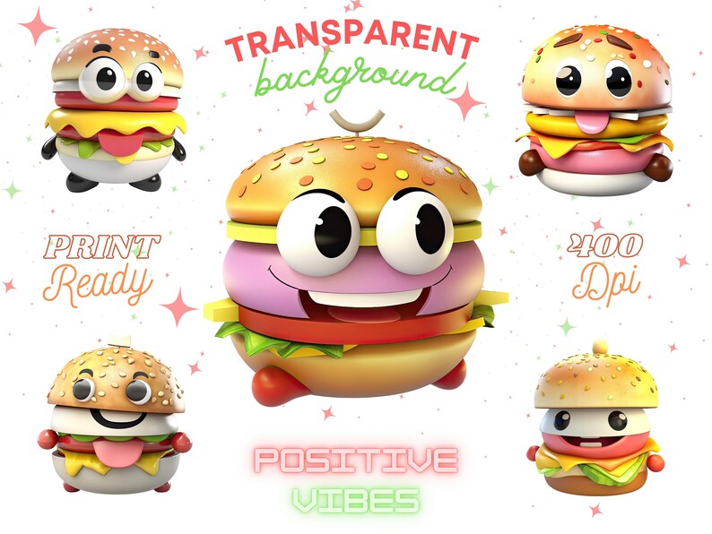 Hamburgers Clipart Bundle, Hamburgers PNG, Hamburgers Sign Print ...