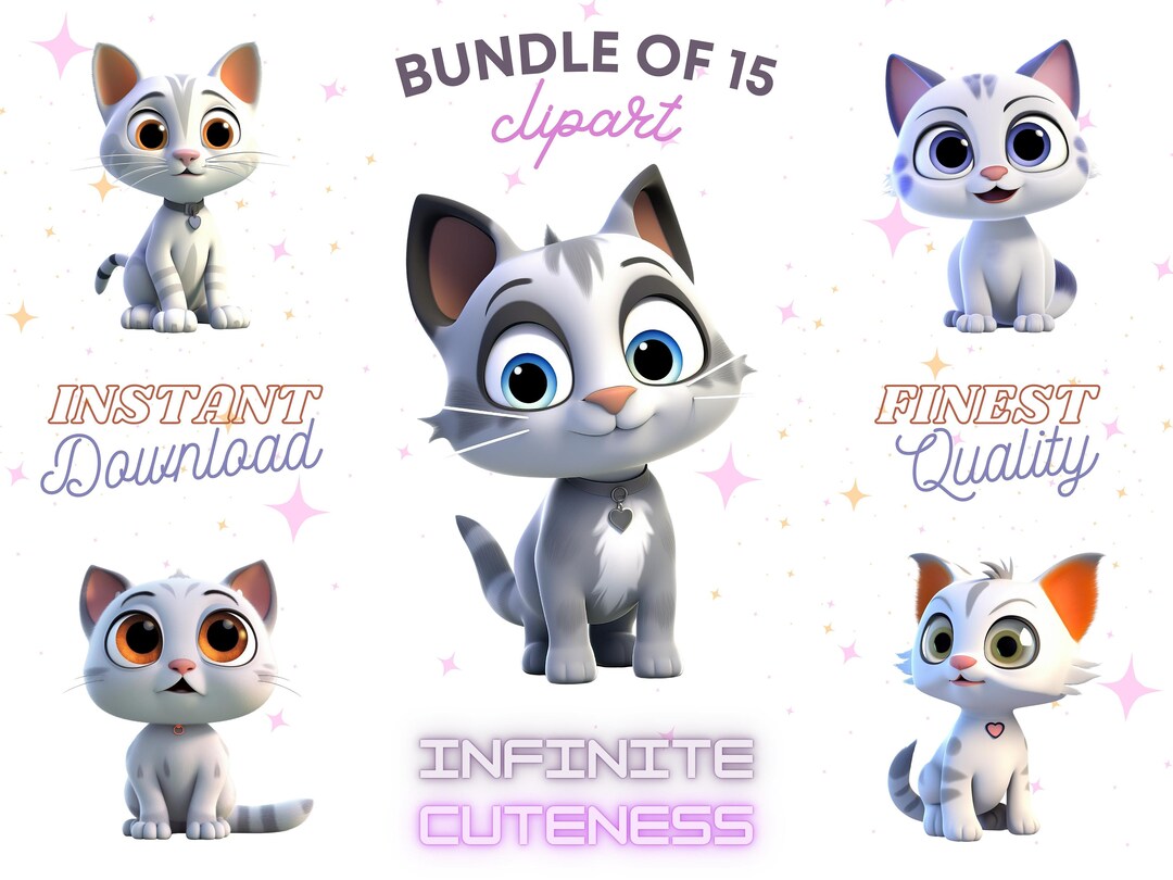 Cat Clipart Png Cat Clipart Bundle Cat Clip Art Cute Cats - Etsy