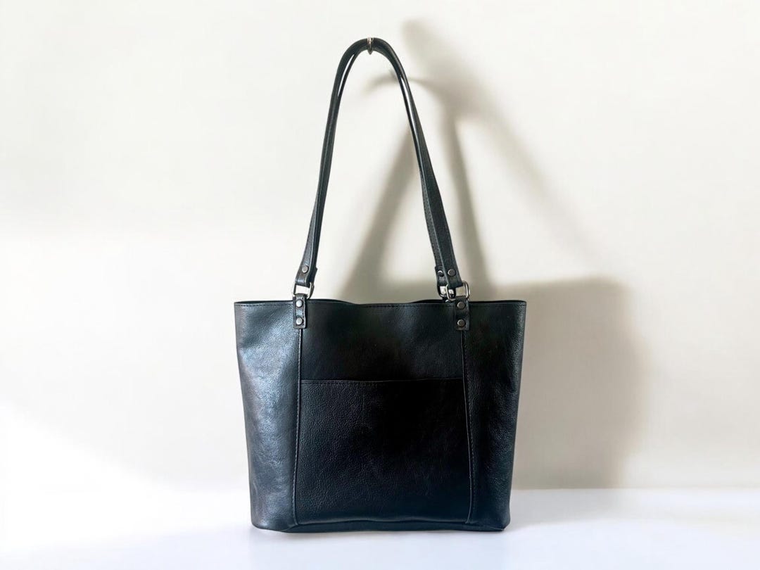 Full Grain Authentic Real Leather Black Dog Leather Bazzar Tote Bags - Etsy