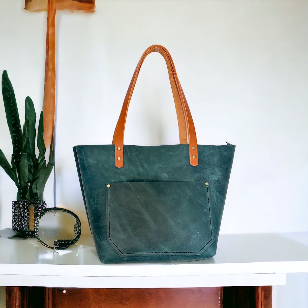Full Grain Real Leather Authentic Mediterranean Leather Classic Tote ...