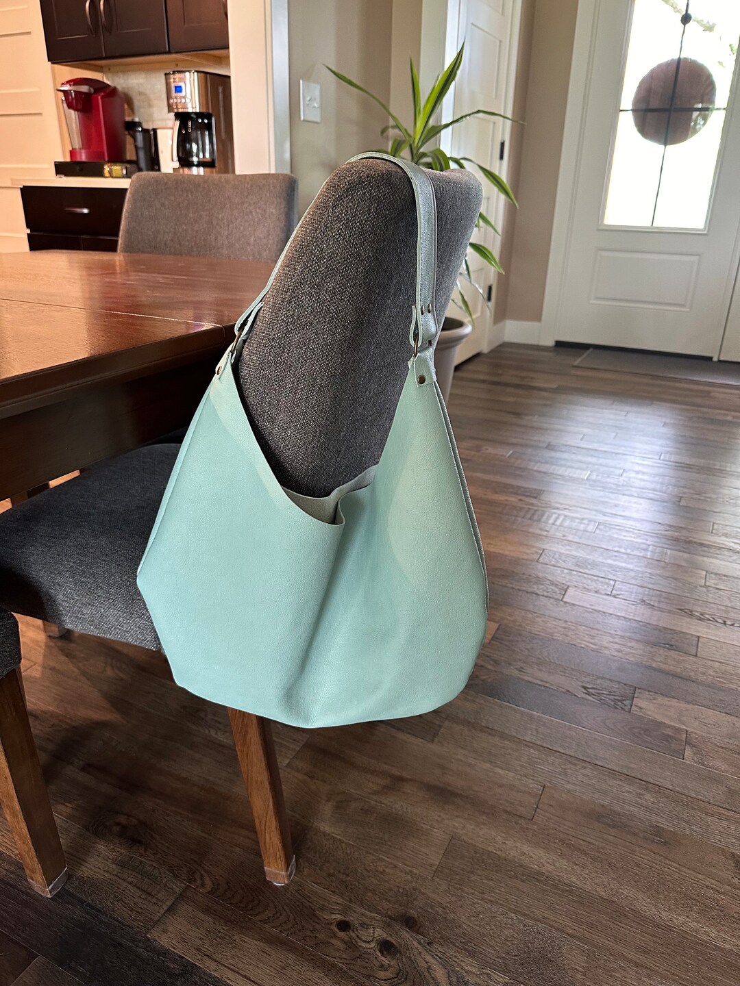 Full Grain Authentic Real Leather Green Tea Hobo Crossbody or Shoulder ...