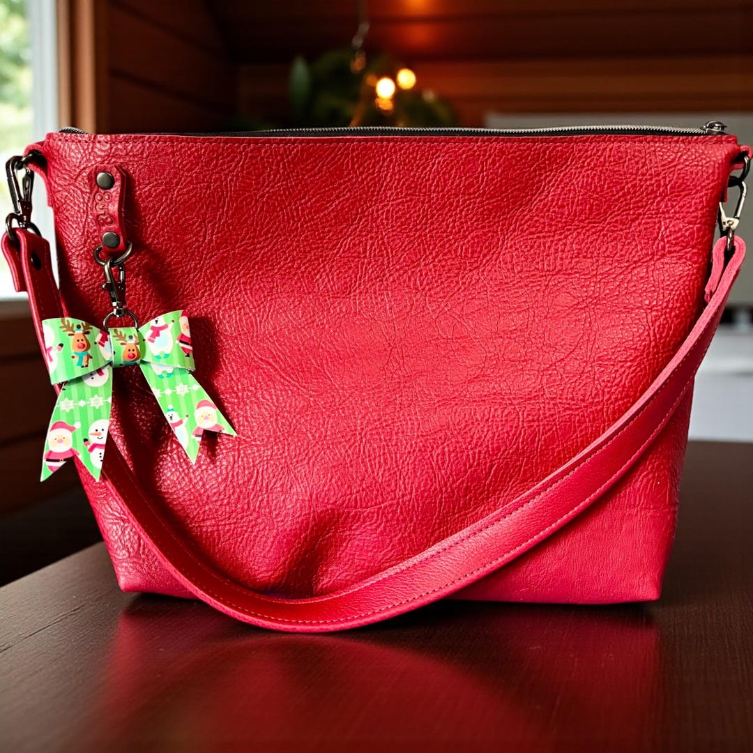 Full Grain Leather Zipper Red Dog Penny Shoulder Bag Purse or Crossbody ...