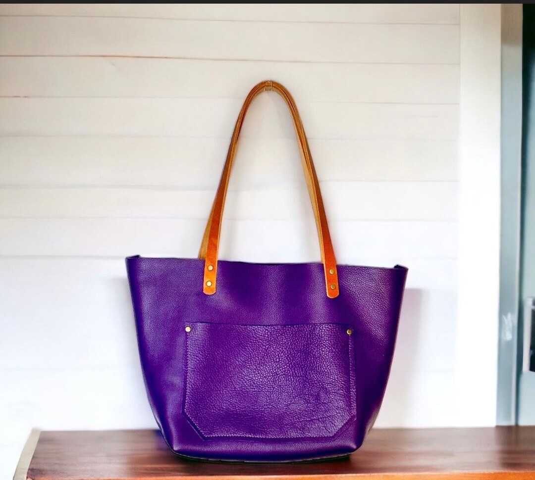 Authentic Zipper Pebbled Purple Leather Tote Bags-sm/md/lrg/xlrg - Etsy
