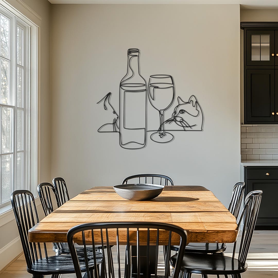 Wine Wall Art, Cat Wall Art, Humorous Wall Decor, Metal Wall Art, Wine ...