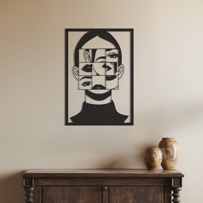 Abstract Portrait Art, Woman Metal Wall Art, Contemporary Metal Decor ...