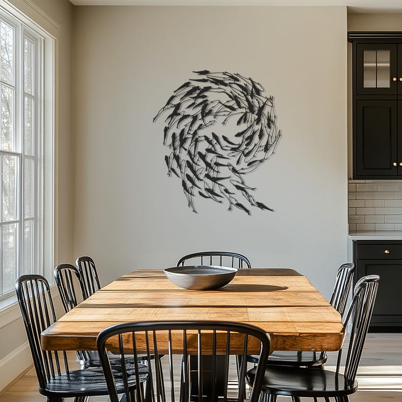 Fish Metal Wall Art, Fish School Wall Decor, Artwork for Home, Modern ...