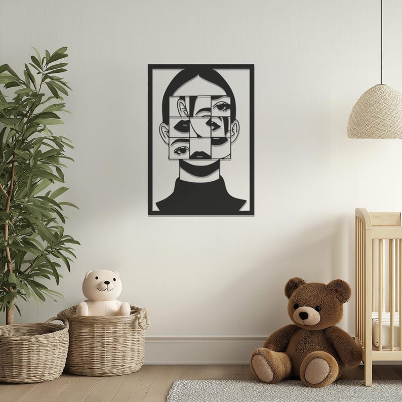 Abstract Portrait Art, Woman Metal Wall Art, Contemporary Metal Decor ...