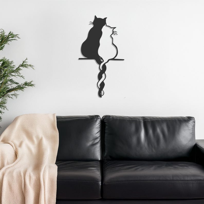 Couple Metal Wall Art, Cat Wall Art, Pet Wall Decor, Gift for Couple's ...