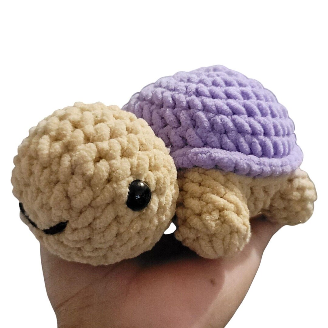 Crochet Turtle Plushie Purple Amigurumi Length 7" New Handmade - Etsy