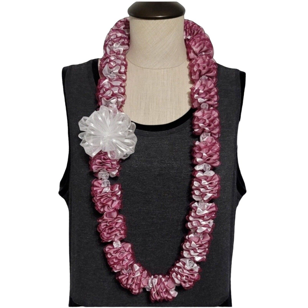 New Handmade Maroon Wine Sheer and White Sheer and Satin Ribbon ...