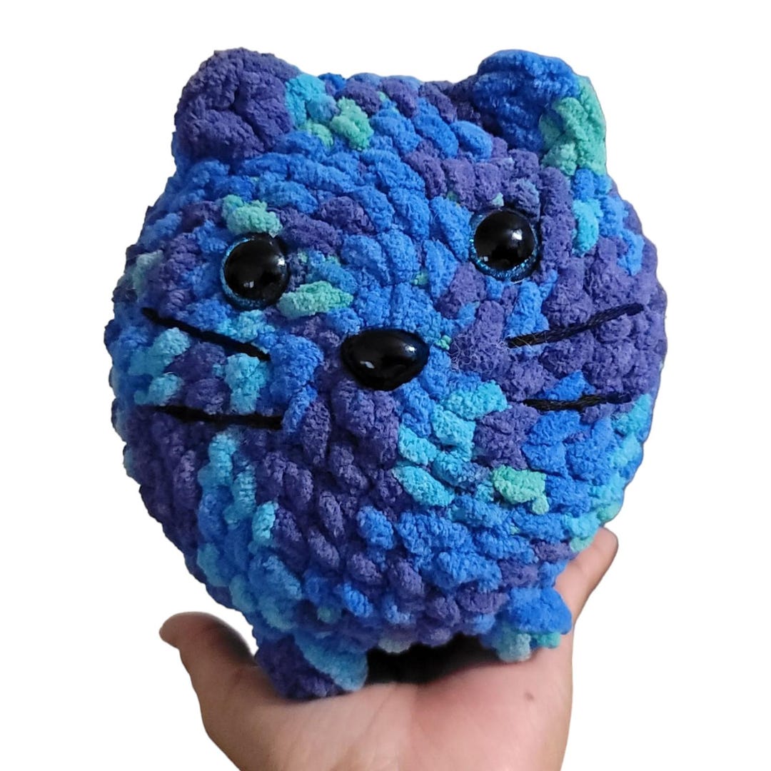 Crochet LOAF CAT PLUSHIE Blue Multi Color Amigurumi Glitter Eyes - Etsy