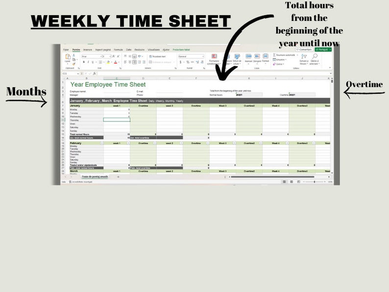 Weekly Employee Time Sheet Employee Work Schedule Staff - Etsy