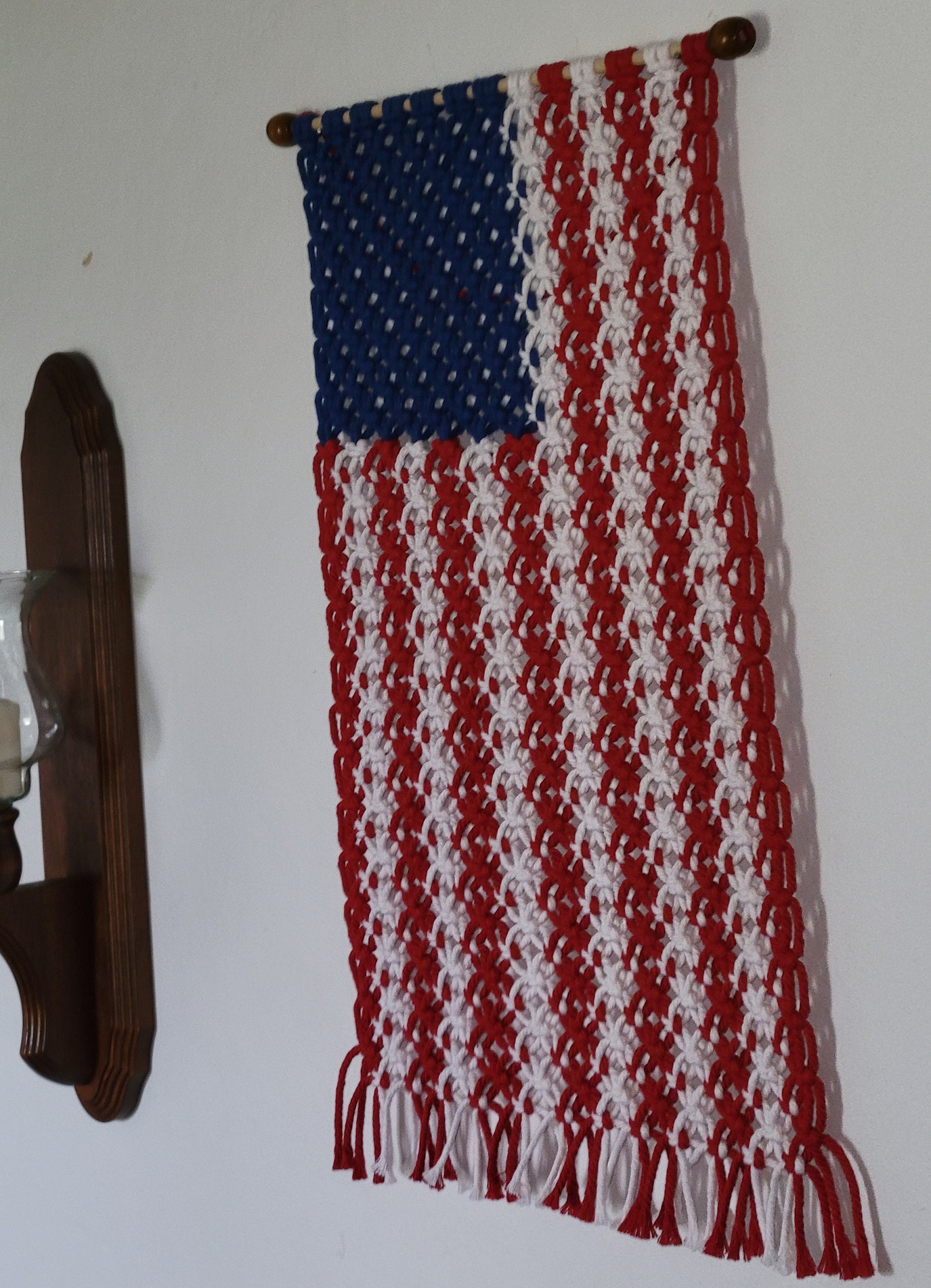 Handmade Macrame US Flag. - Etsy