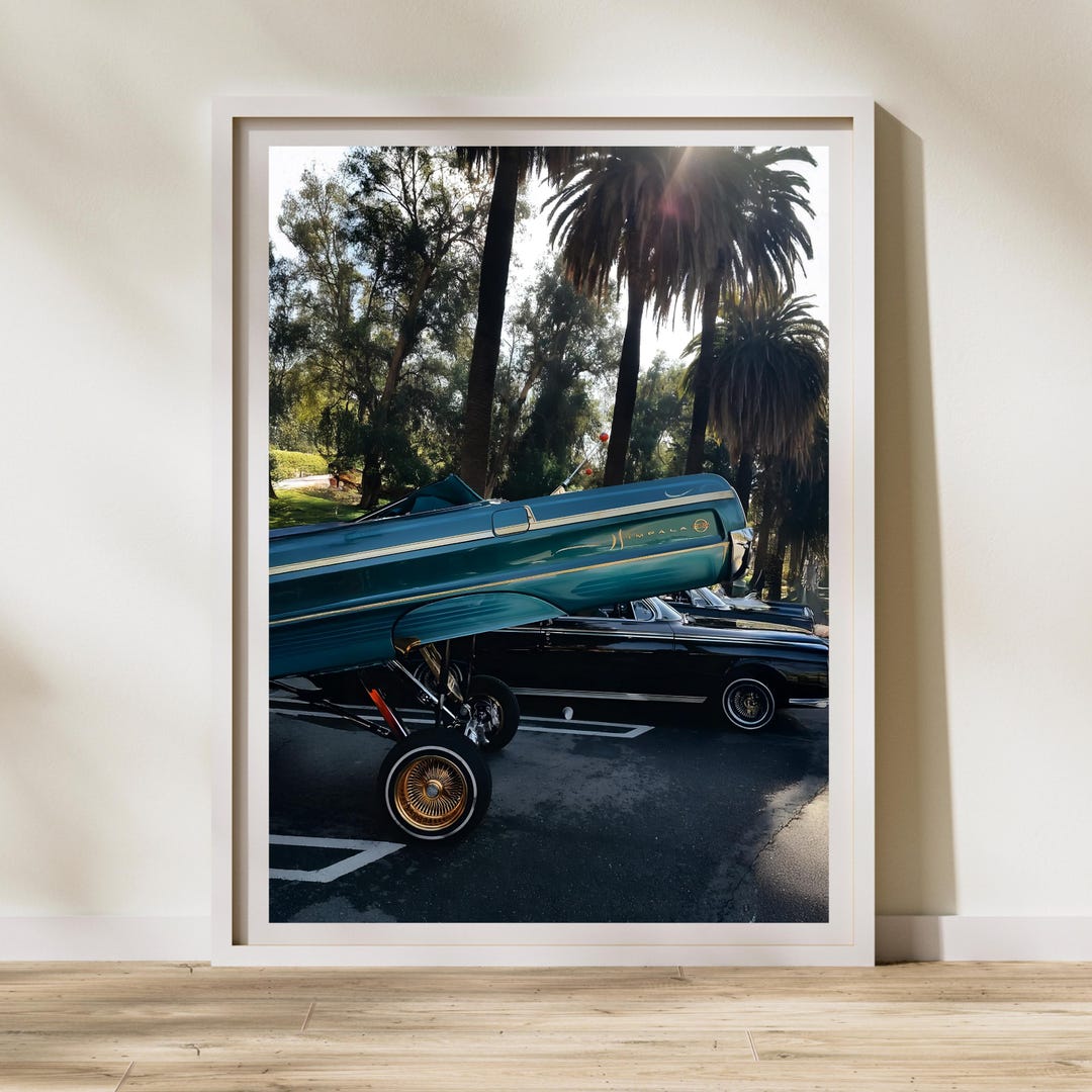 Old School Lowrider Impala With Palm Trees Wall Poster - Classic Car ...
