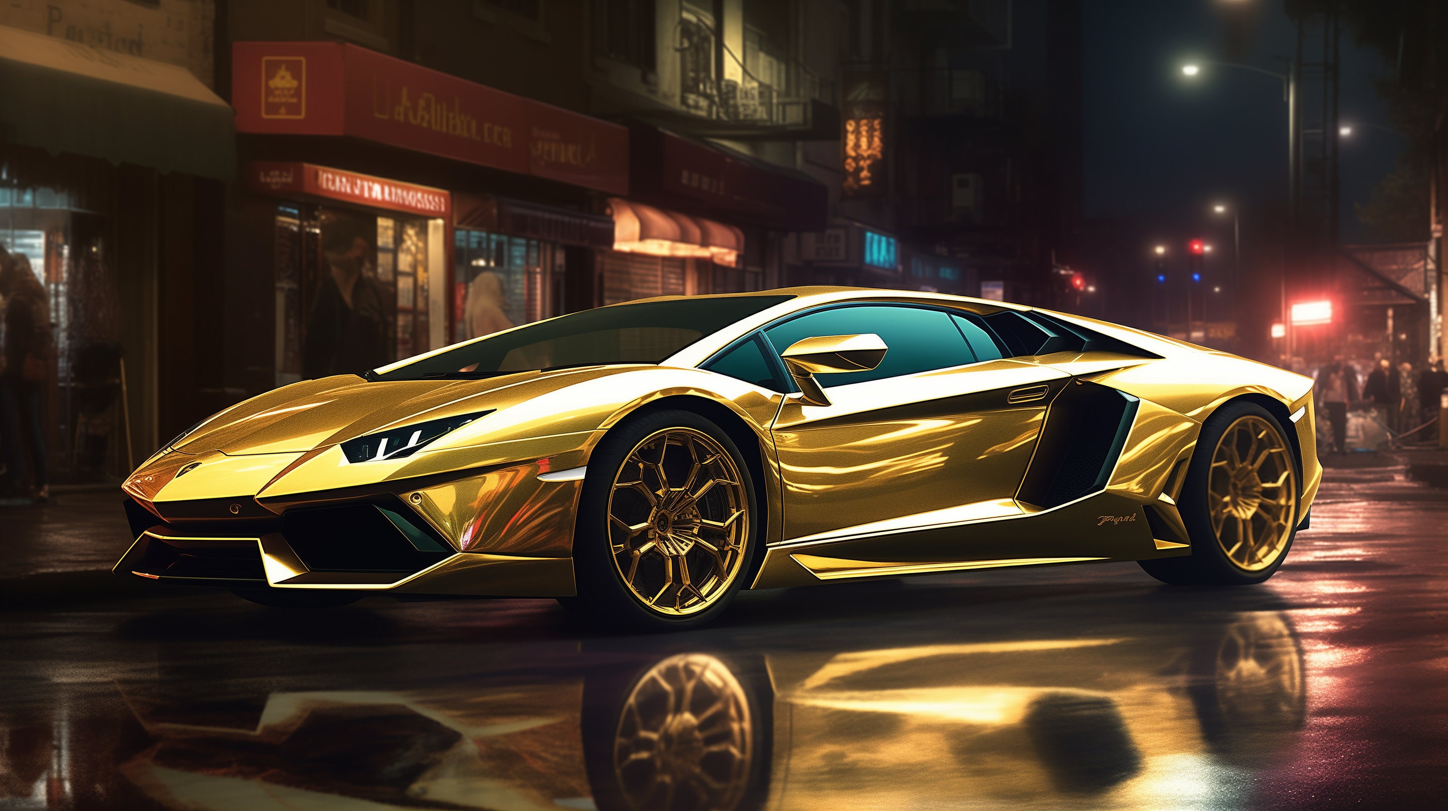 Golden Lamborghini - Digital Art Print, AI Generated, Wall Decor, Instant Download, Home Wall ...