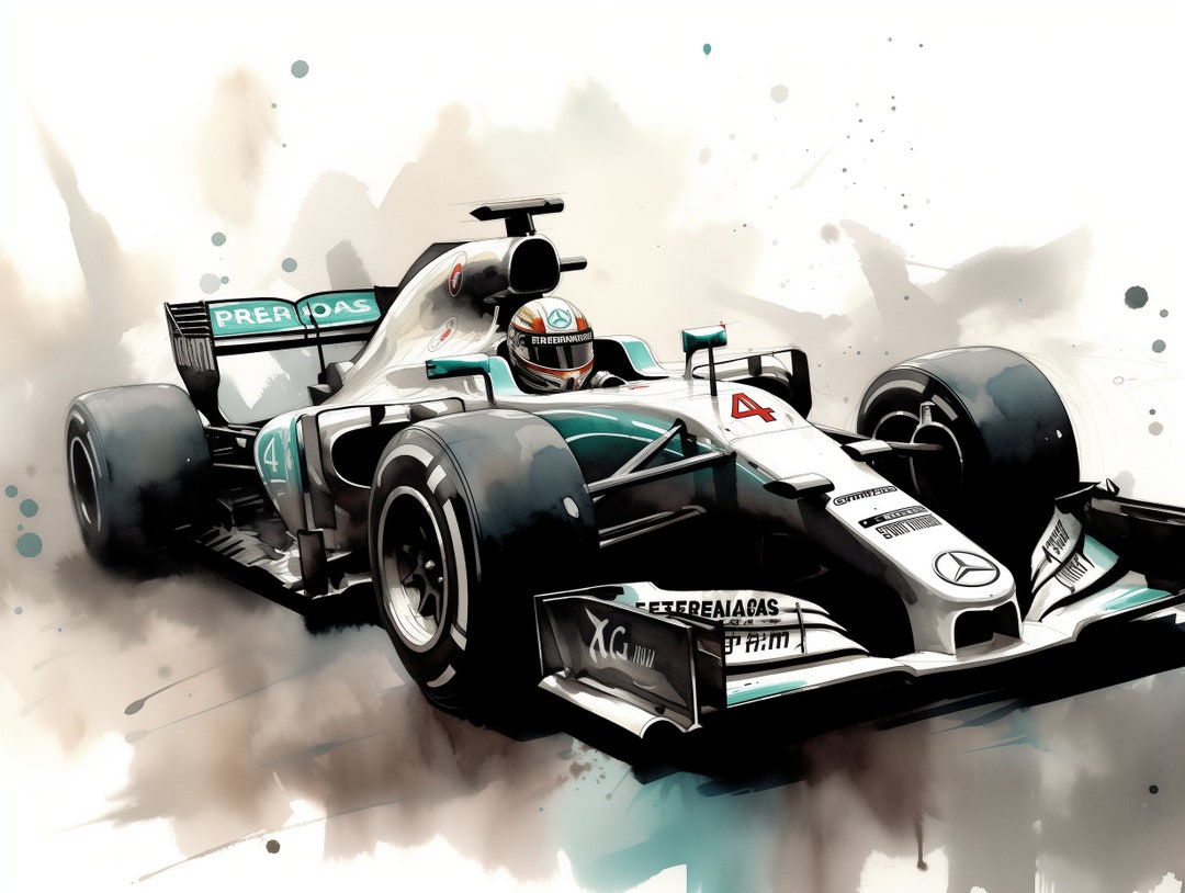 Mercedes F1 Race Car Digital Art 3, Water Colour, Wallpaper, Digital ...