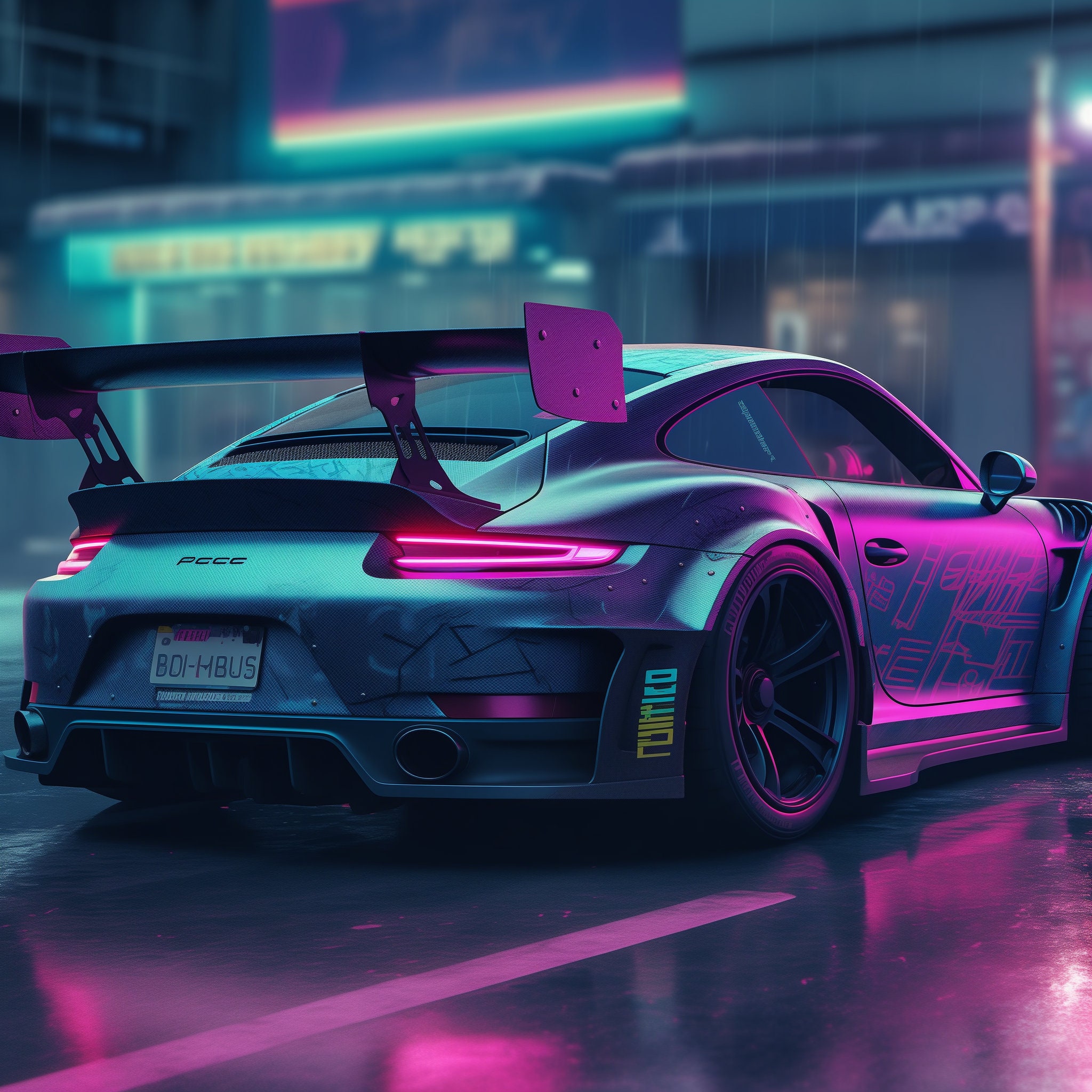 Porsche Car Digital Art 2 Wallpaper, Wall Decor, Poster, Digital ...