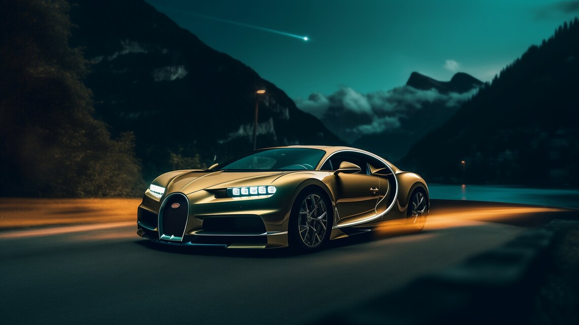 Bugatti Chiron Gold Colour Speeding Through the Swiss Mountains #2 ...