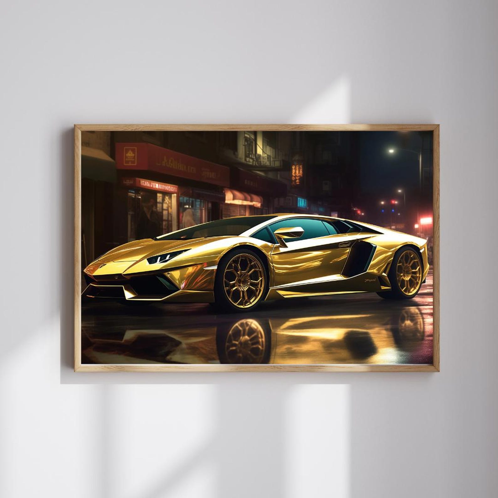 Golden Lamborghini - Digital Art Print, AI Generated, Wall Decor, Instant Download, Home Wall ...