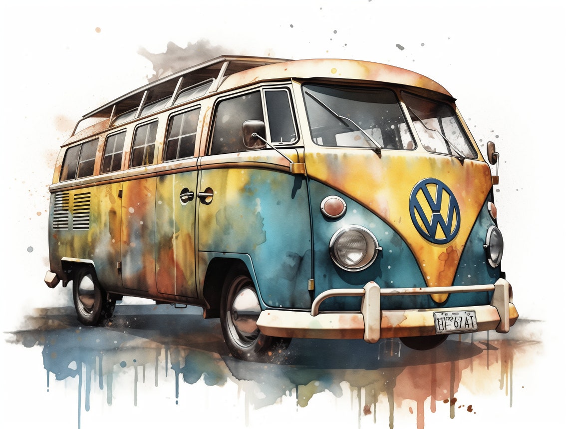 VW Microbus Classic Rainbow, Hippie, 80s,classic Cars, Classic Car ...