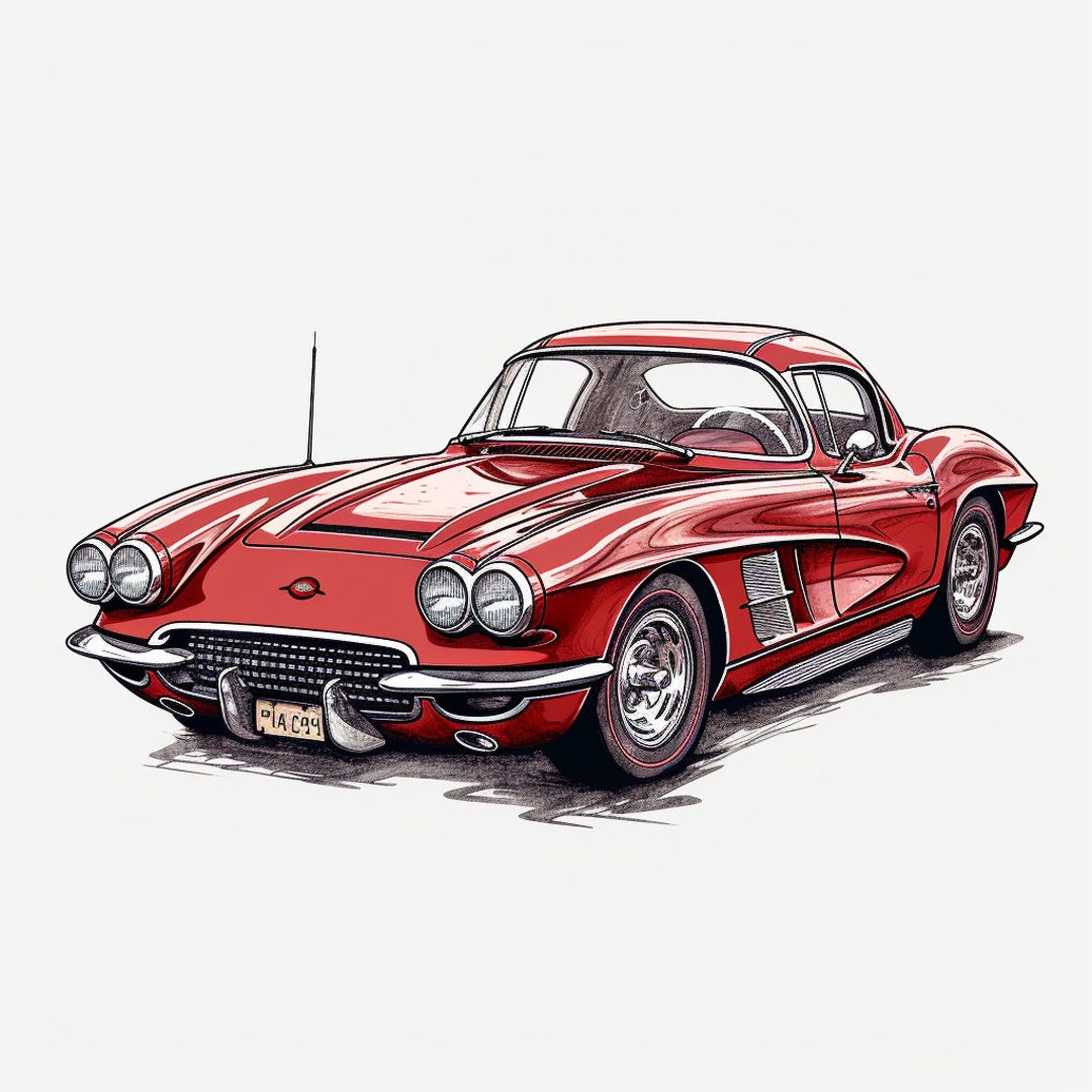 Chevrolet Corvette C1 Red, Classic Cars, Classic Car Print, Printable ...