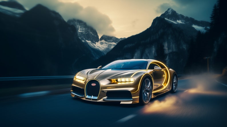 Bugatti Chiron Gold Colour Speeding Through the Swiss Mountains ...