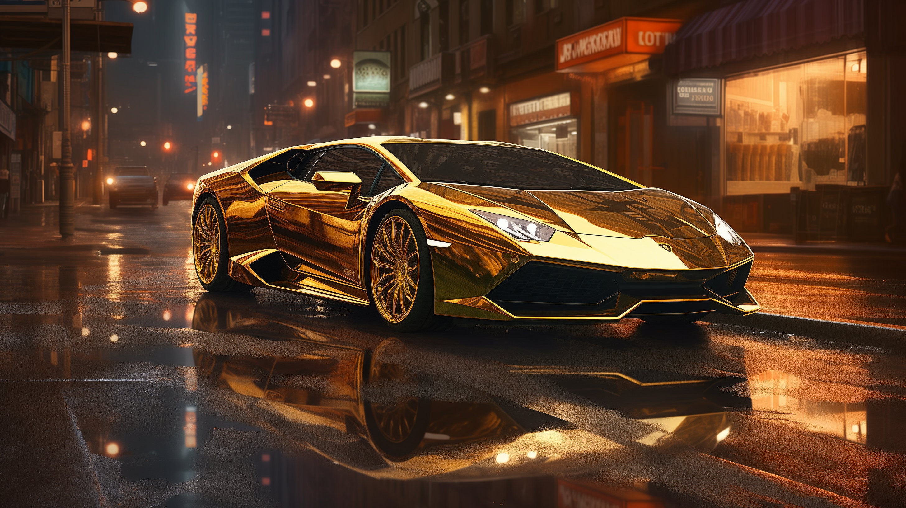 Golden Lamborghini - Digital Art Print, AI Generated, Wall Decor ...