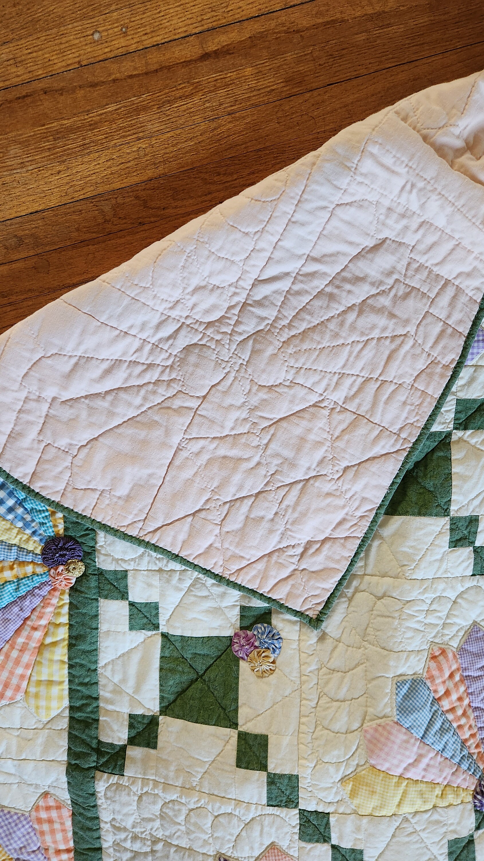 Gingham Grandma's Fan and Chain Pattern Hand Quilted Quilt - Etsy