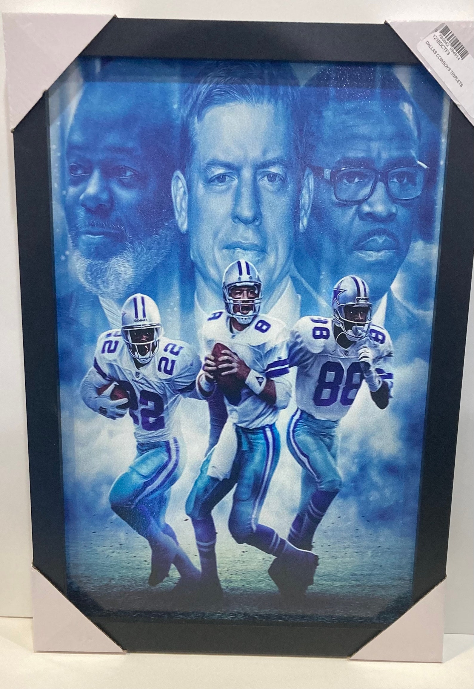 Troy Aikman, Michael Irvin, Emmitt Smith, Dallas Cowboys Painting Reprint 12"x18" Black Frame ...
