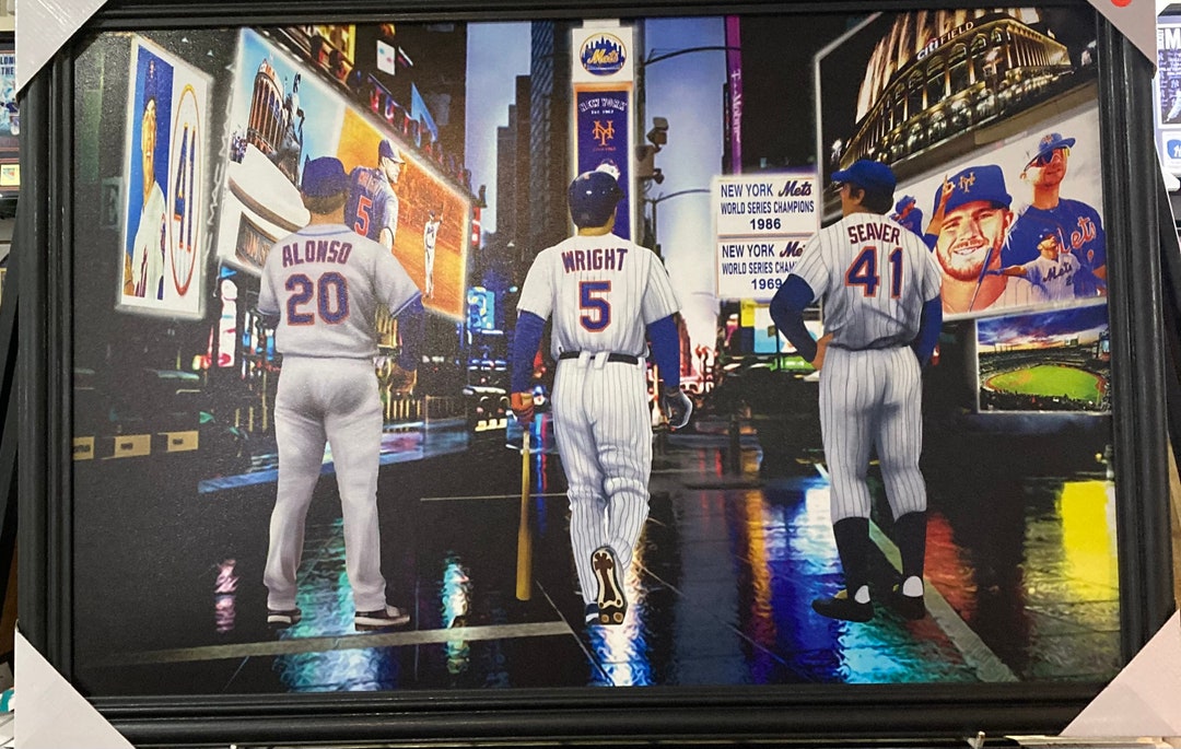 New York Mets Players on Streets Time Square. Painting Re-print. 12” X ...