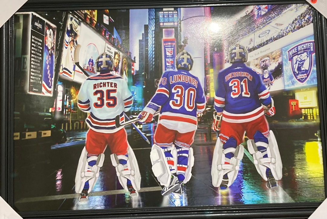 Rangers Players in Time Square. Painting Reprint. 12” X 18” Horizontal ...