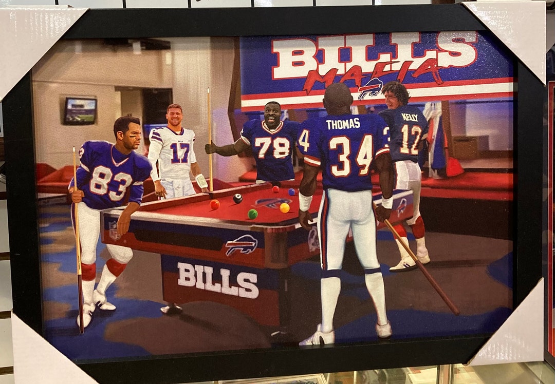 Buffalo Bills Players in Locker Room, Shooting Pool. Painting Replant ...