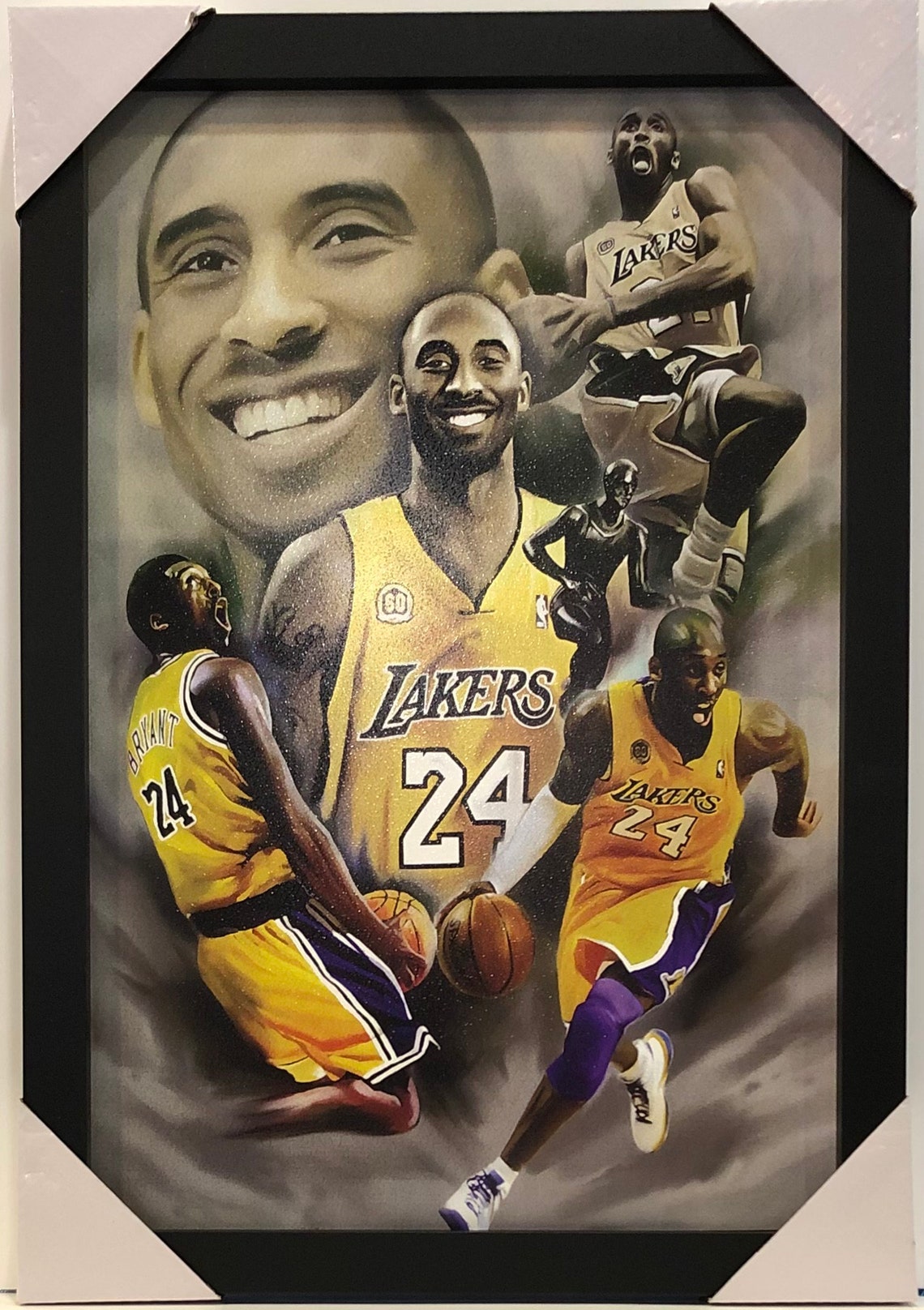 Kobe Bryant Los Angeles Lakers 12x18 Horizontal Black Frame. Painting ...