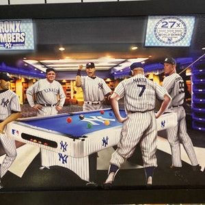 New York Yankees Greats in Locker Room With Pool Table. 12”x 18 ...