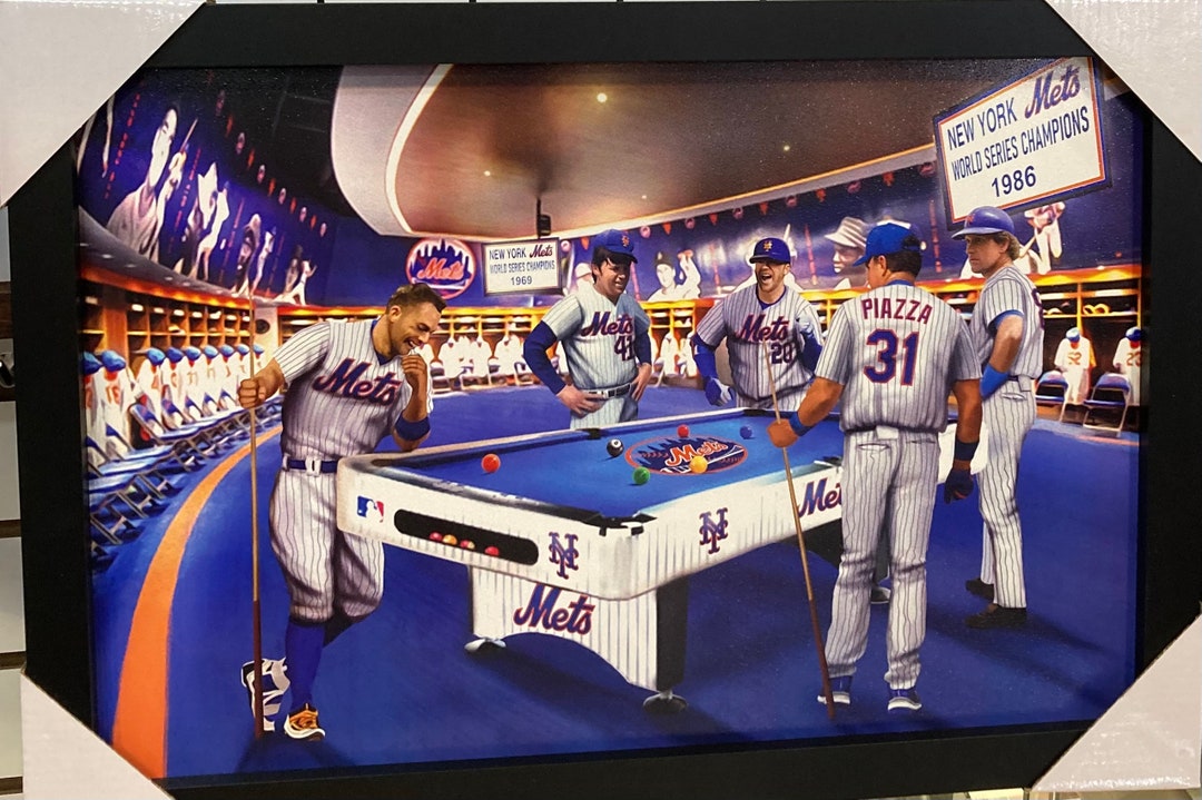 New York Mets Greats in Locker Room Playing Pool. Painting Reprint. 12 ...