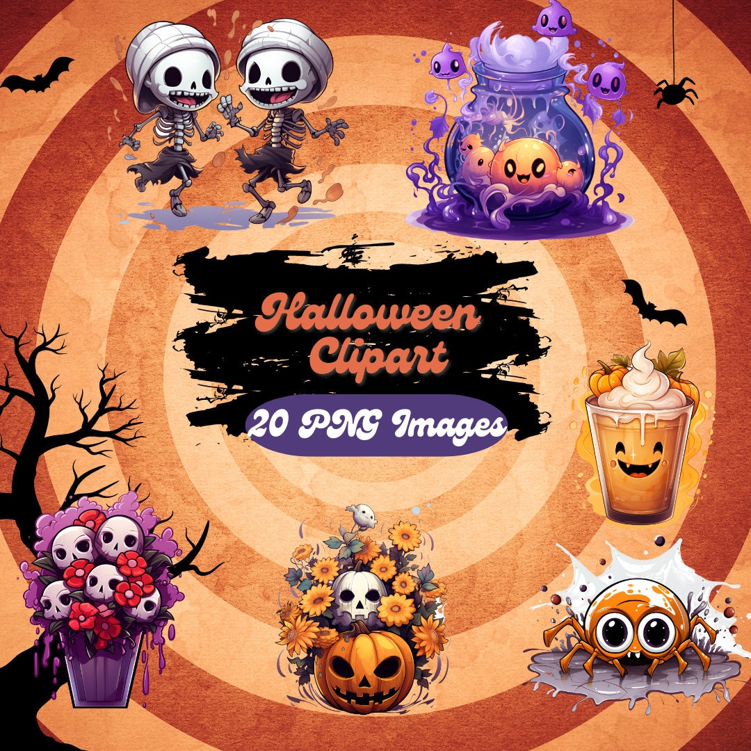 Clipart PNG Set, 20 Halloween Clipart PNG, Commercial Use Clip Art ...