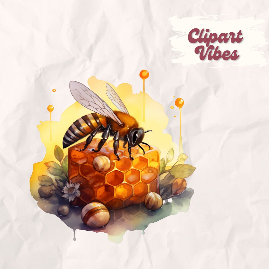 Cute Bee and Honey Watercolor Clipart Spring Bee and Garden Clipart PNG ...